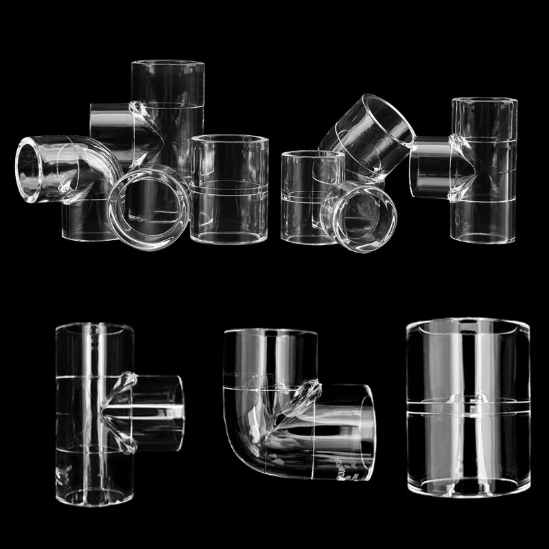 16-20-25mm-Transparent-Plastic-Pipe-Fittings-Straight-Right-Angle-Elbow ...