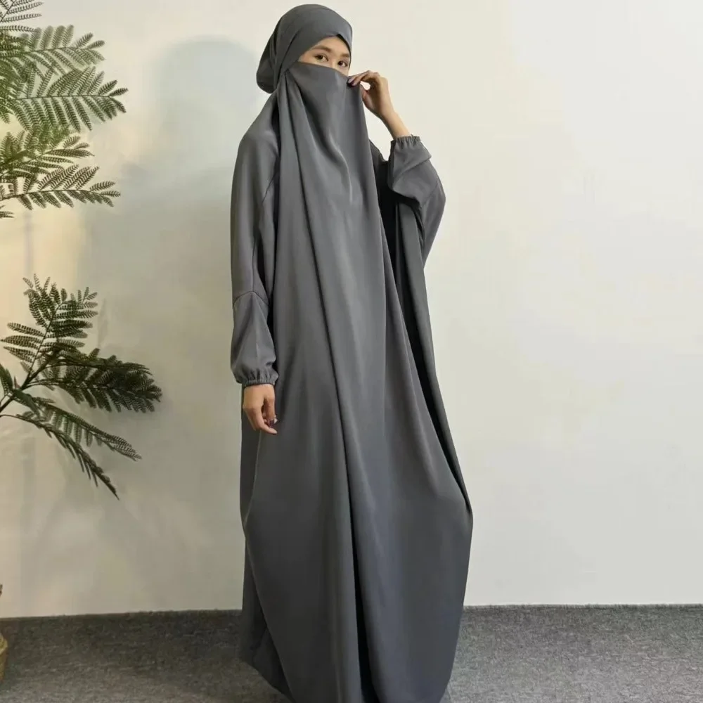 Muslim Abayas Kaftan Hooded Smocking Sleeve One-piece Prayer Ramadan ...