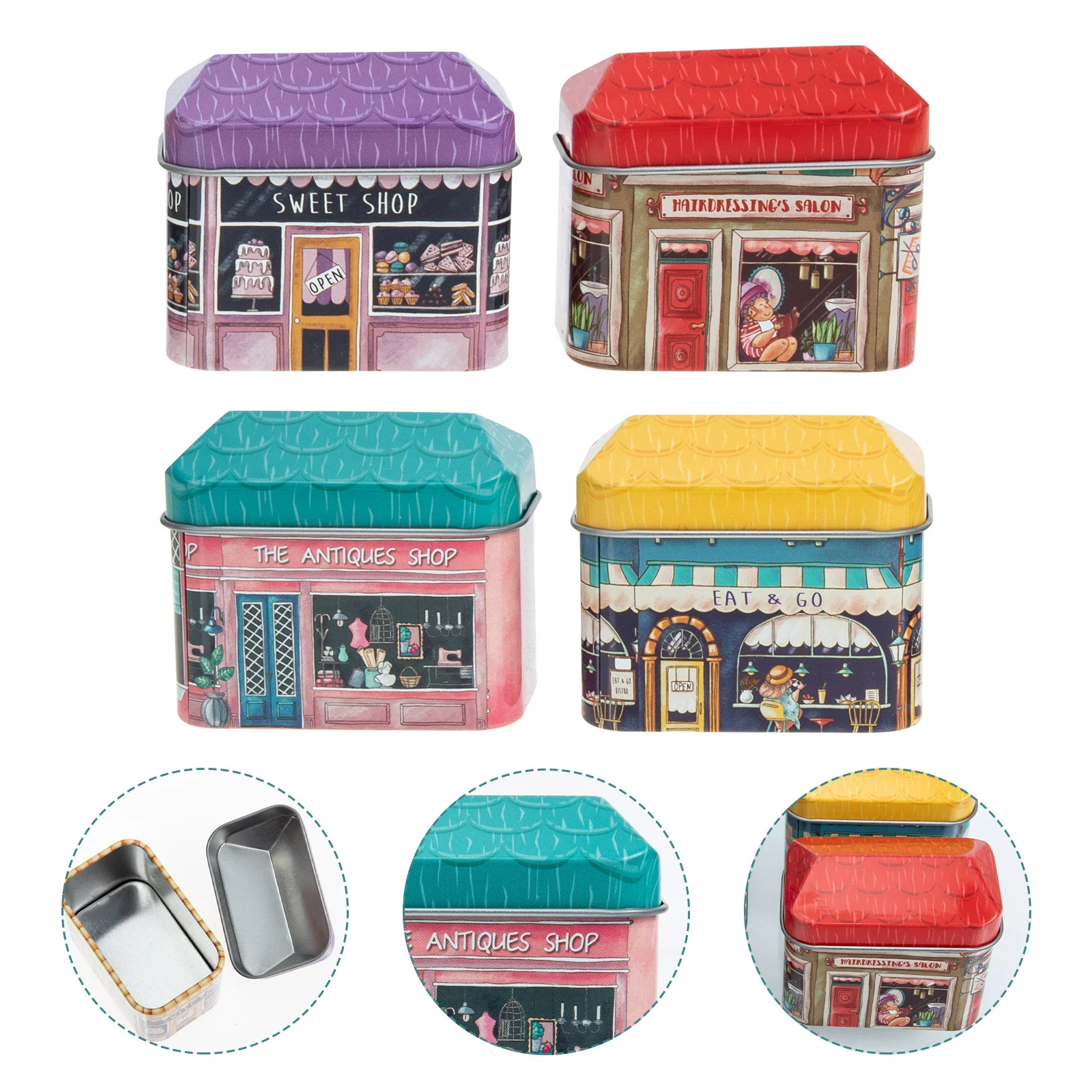 4-Pcs-House-Tin-Box-Tea-Leaf-Boxes-Candy-Tinplate-Small-with-Cover ...