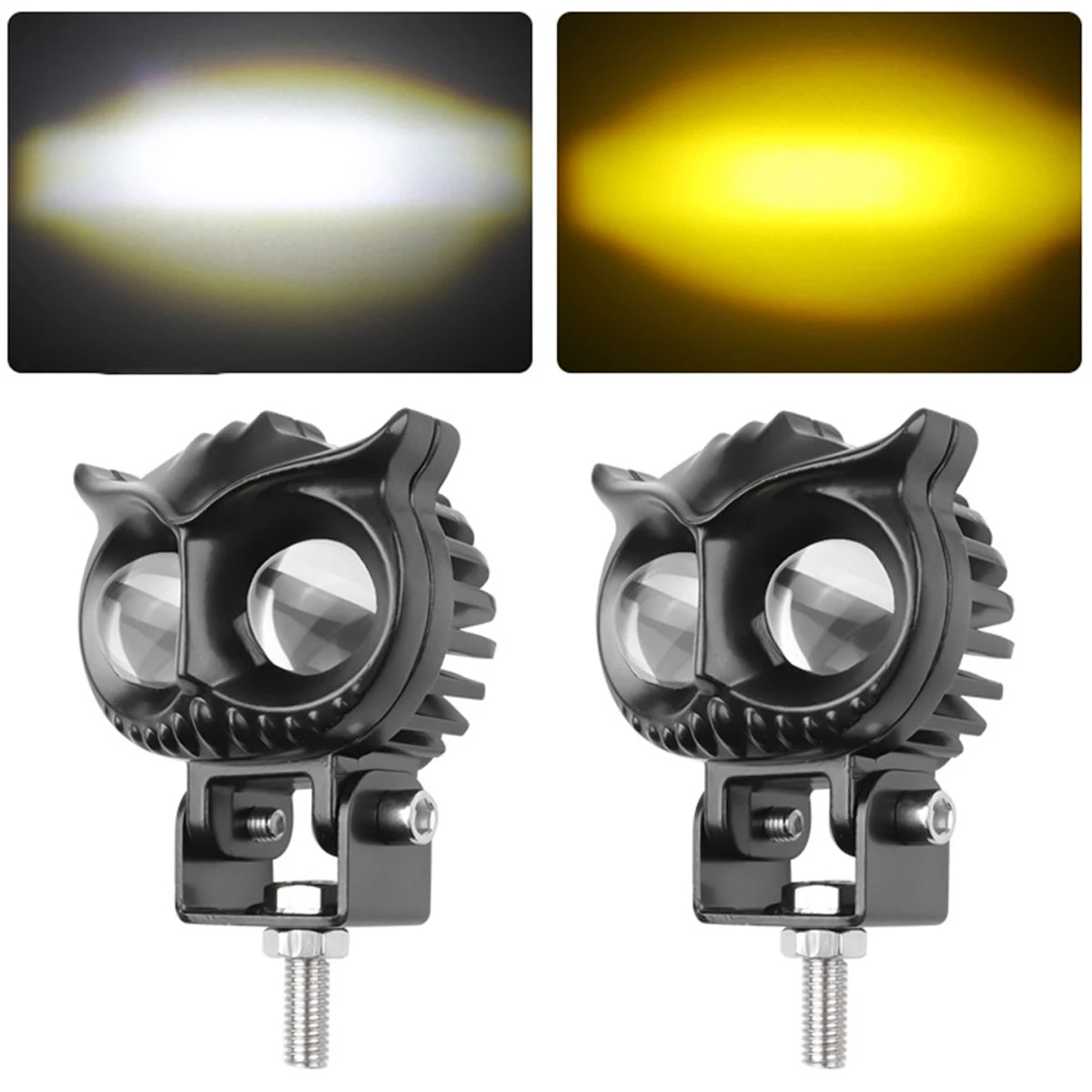 2Pcs-Dual-Color-Led-Motorcycle-Fog-Lights-Owl-Design-Head-Lamp-Headlight-Led-Auxiliary ...