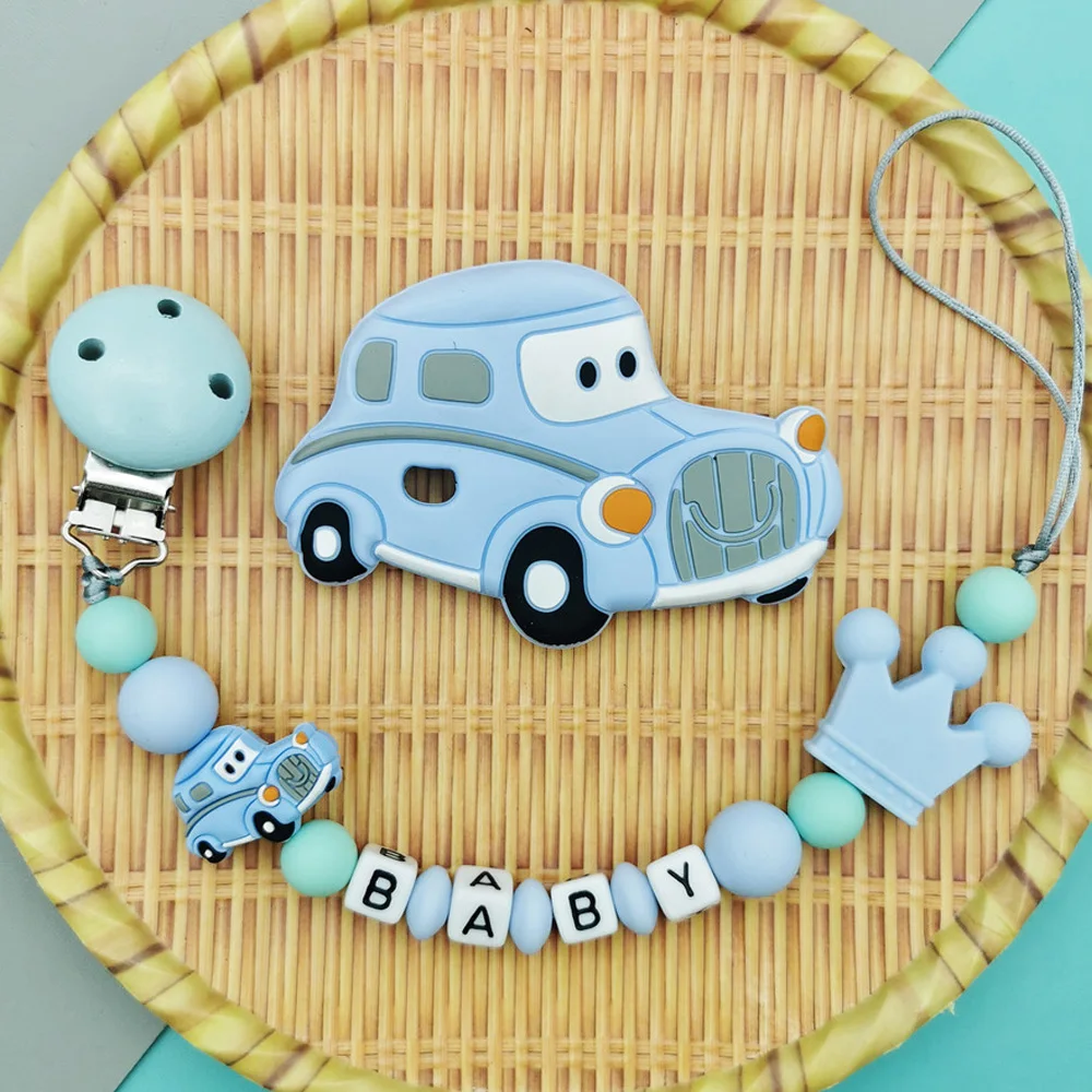 Custom-English-Russian-Letter-Name-Silicone-classic-cars-Pacifier-Clip ...