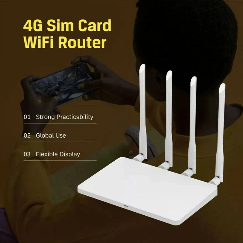 4G Router 1200Mbps LTE Wireless WiFi Dual Band SIM Card Built in CAT4 ...