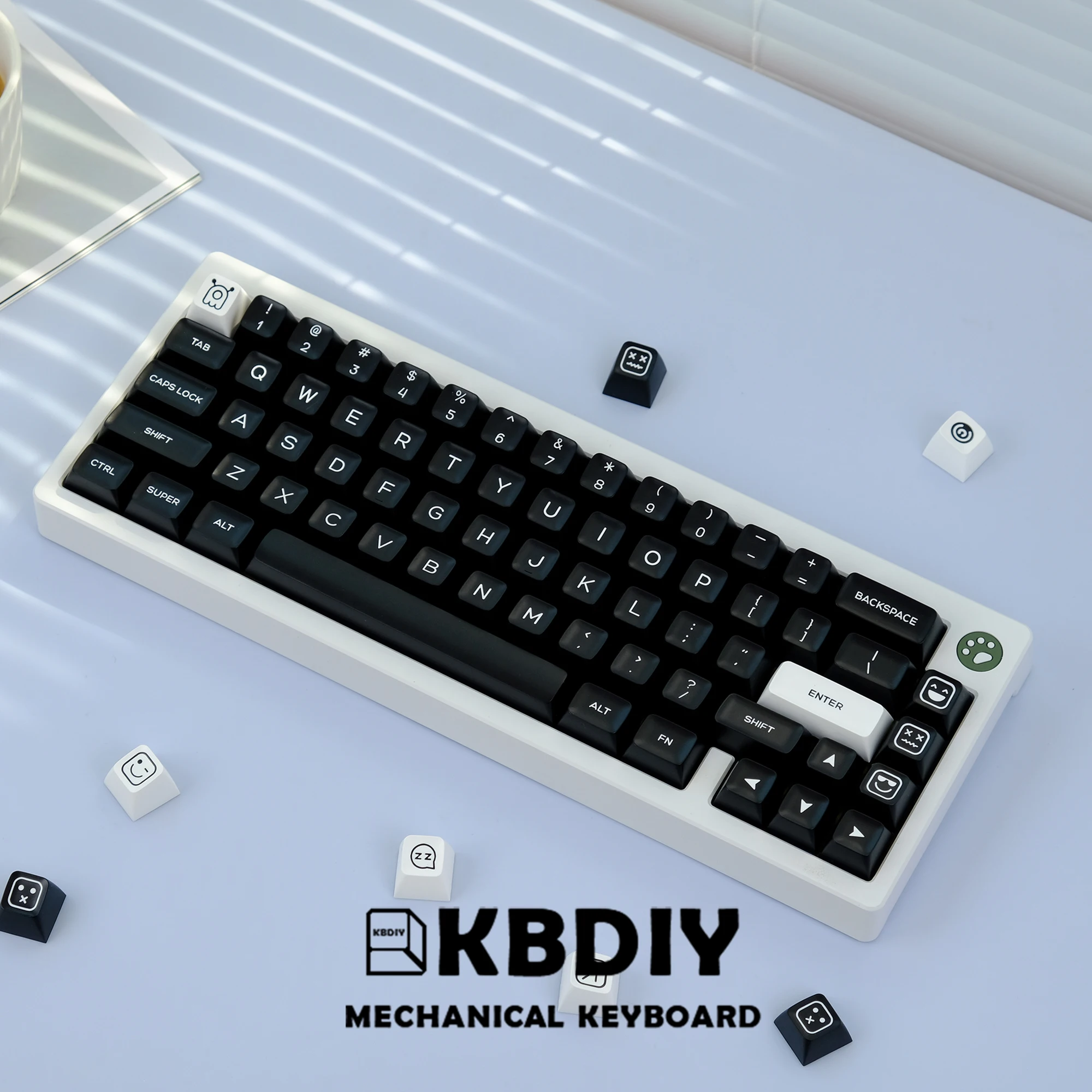 KBDiy GMK 키캡 SA 프로필 WOB 블랙 화이트 PBT 키캡, 더블 샷 159 키캡 세트, 기계식 게이밍 키보드 ...