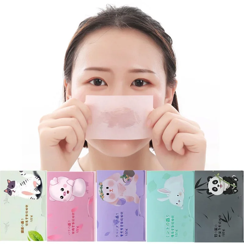 100-Pcs-Portable-Facial-Absorbent-Paper-Oil-Control-Wipes-Green-Tea ...