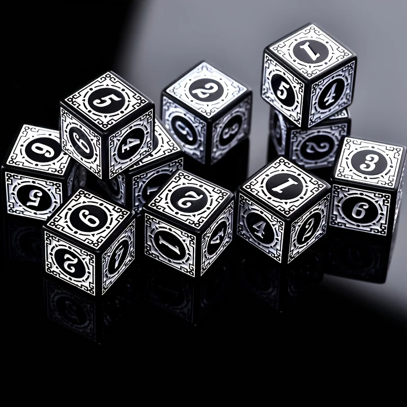 10pcs-6-sided-retro-patterned-number-dice-in-bold-colors-for-board ...