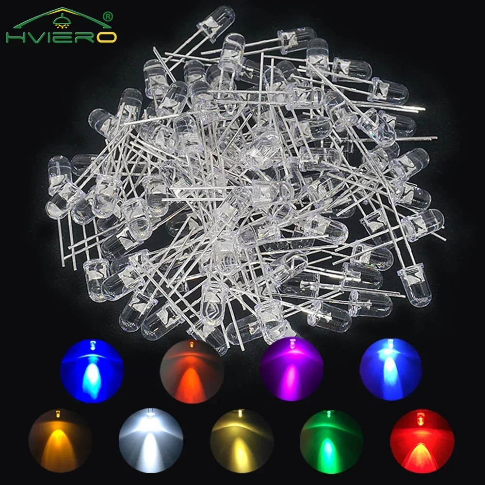 100Pcs-5mm-Round-LED-Diode-Emitting-Light-Beads-Clear-F5-Assorted-Kit ...