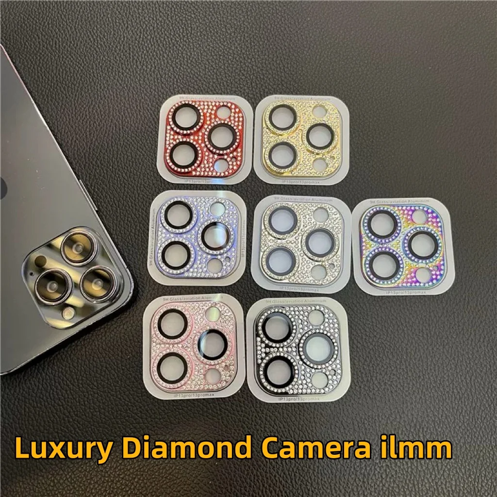 Luxury Diamond Camera Protector For IPhone 16 14 15 13 11 Pro Max Metal ...