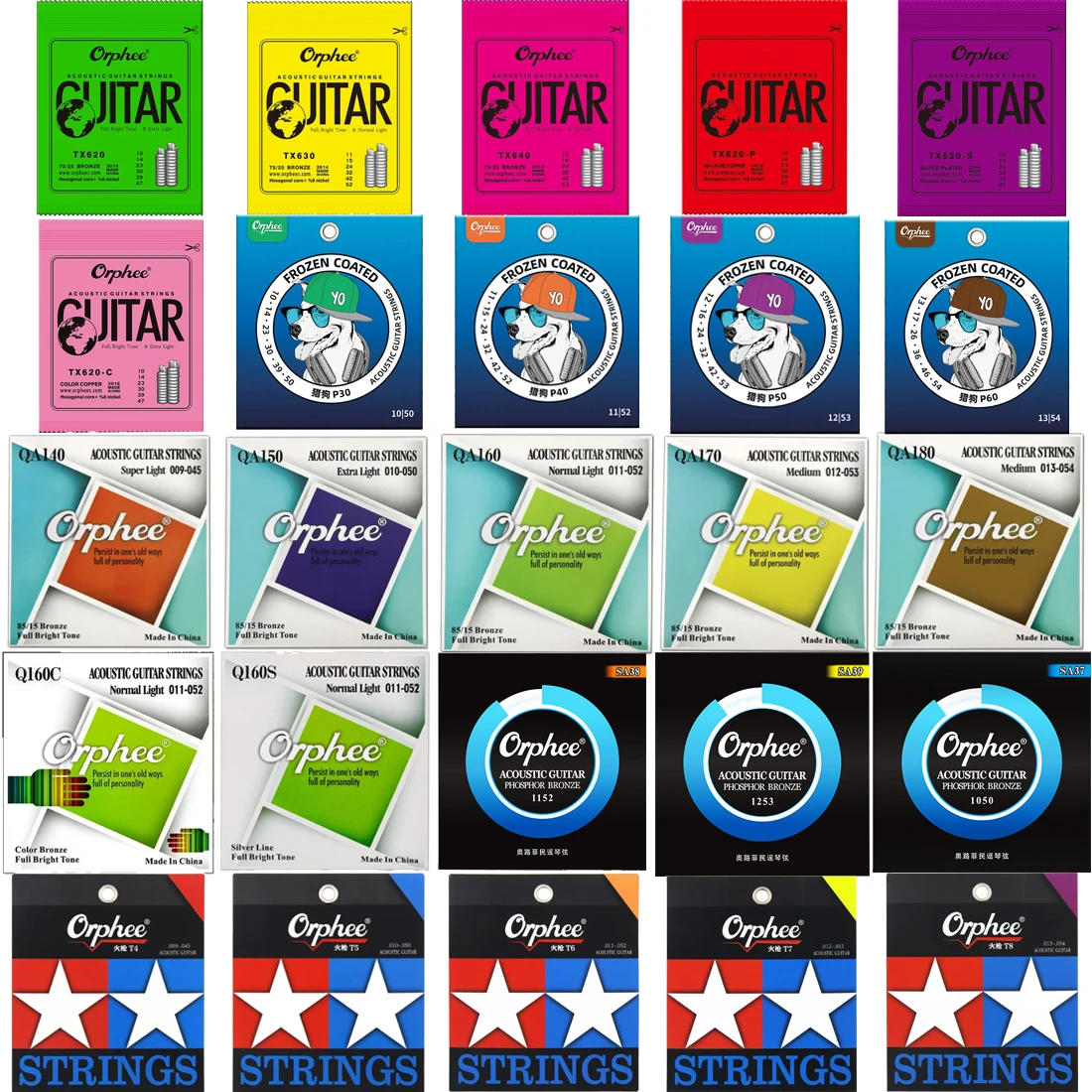 Orphee-Acoustic-Guitar-Strings-Carbon-Steel-Hexagonal-Alloy-Beginners ...