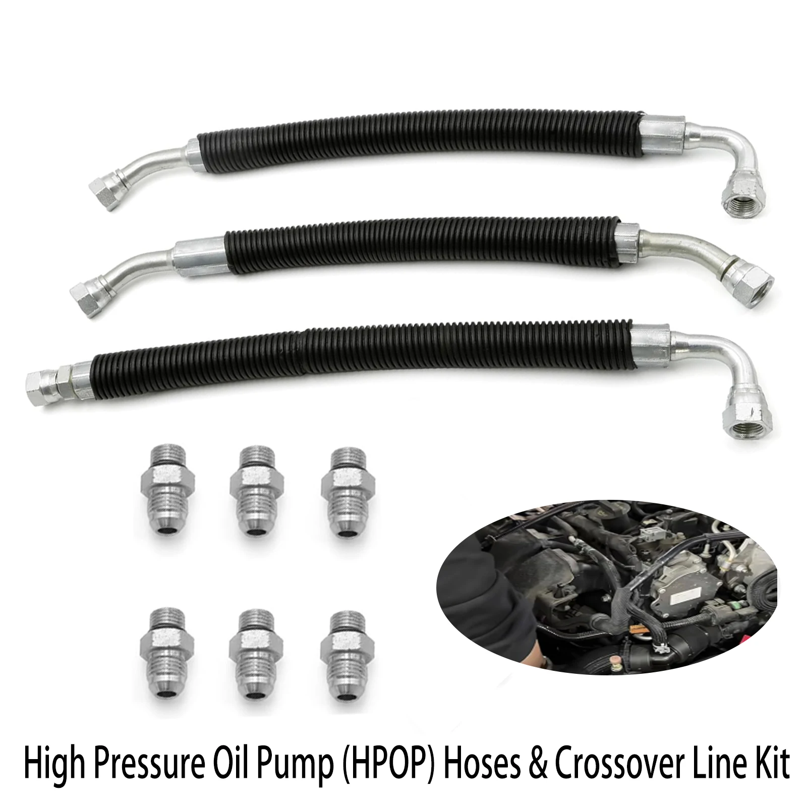 High Pressure Oil Pump HPOP Hoses Lines with Crossover Replacement Kit ...