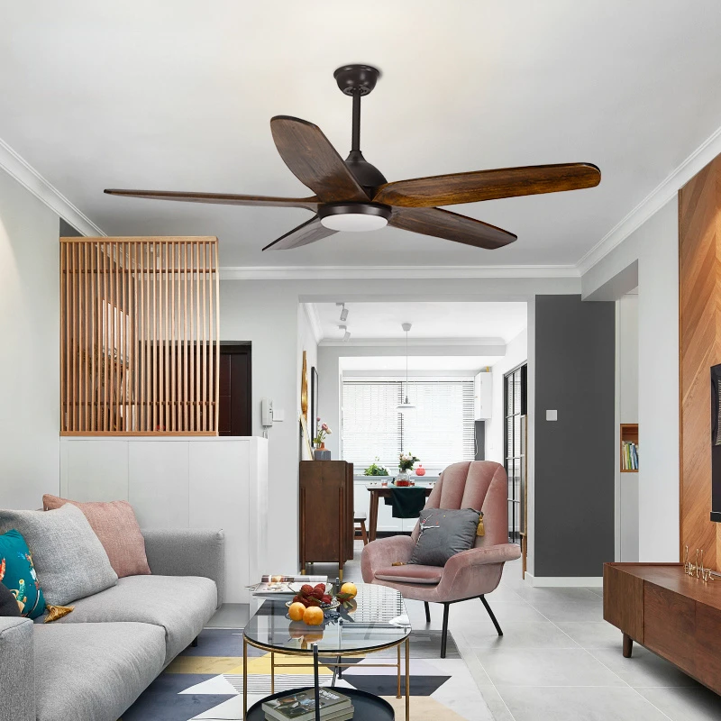 60-Inch-5-Wood-Blade-Ceiling-Fans-With-Lights-LED-20W-Wood-Ceiling-Fan ...