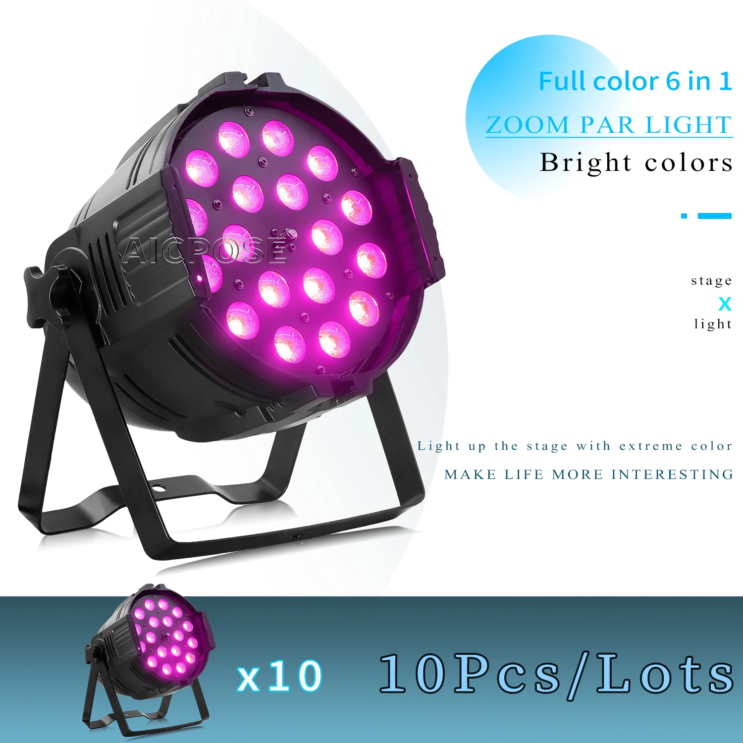 Luz Par LED con Zoom para escenario, lámpara de aluminio UV RGBWA y DMX 512, 18x12W, 18x18W ...