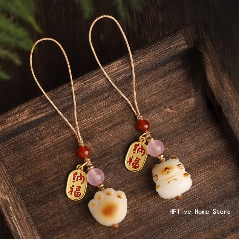 Cute-Cat-Claw-Key-Chain-Phone-Strap-Anti-lost-Hang-Ornament-Charcoal ...