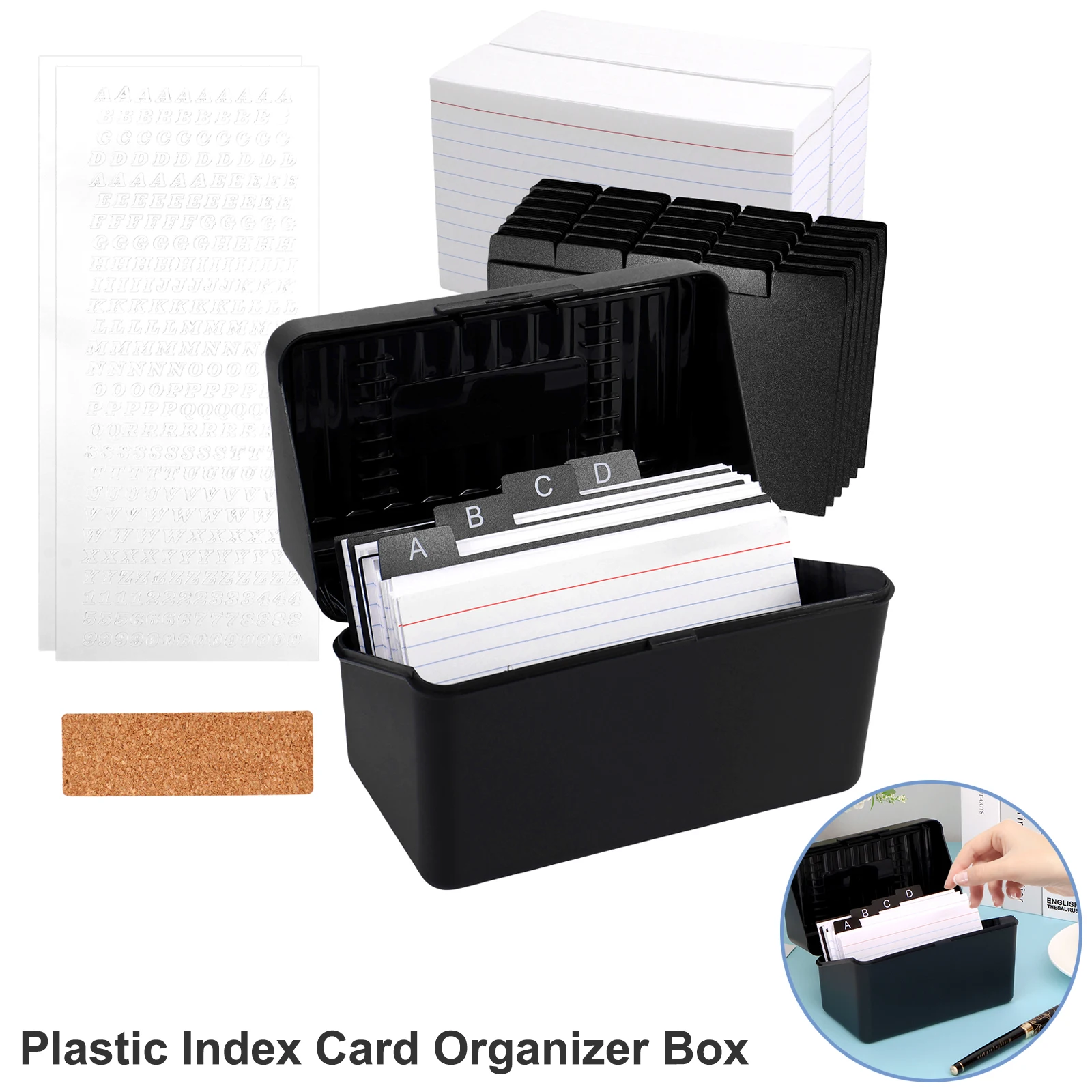 Index Card Holder Set 3x5'' Card Organizer Plastic Index Card Organizer ...