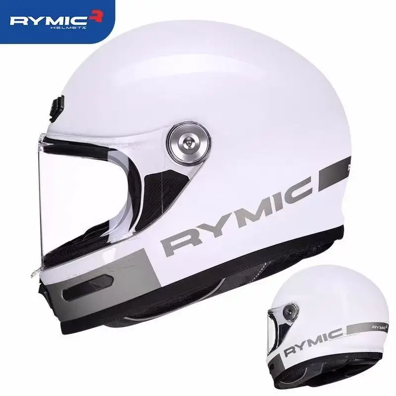 Casco de motocicleta retro con certificación DOT ECE de RYMIC, casco integral para caballero ...