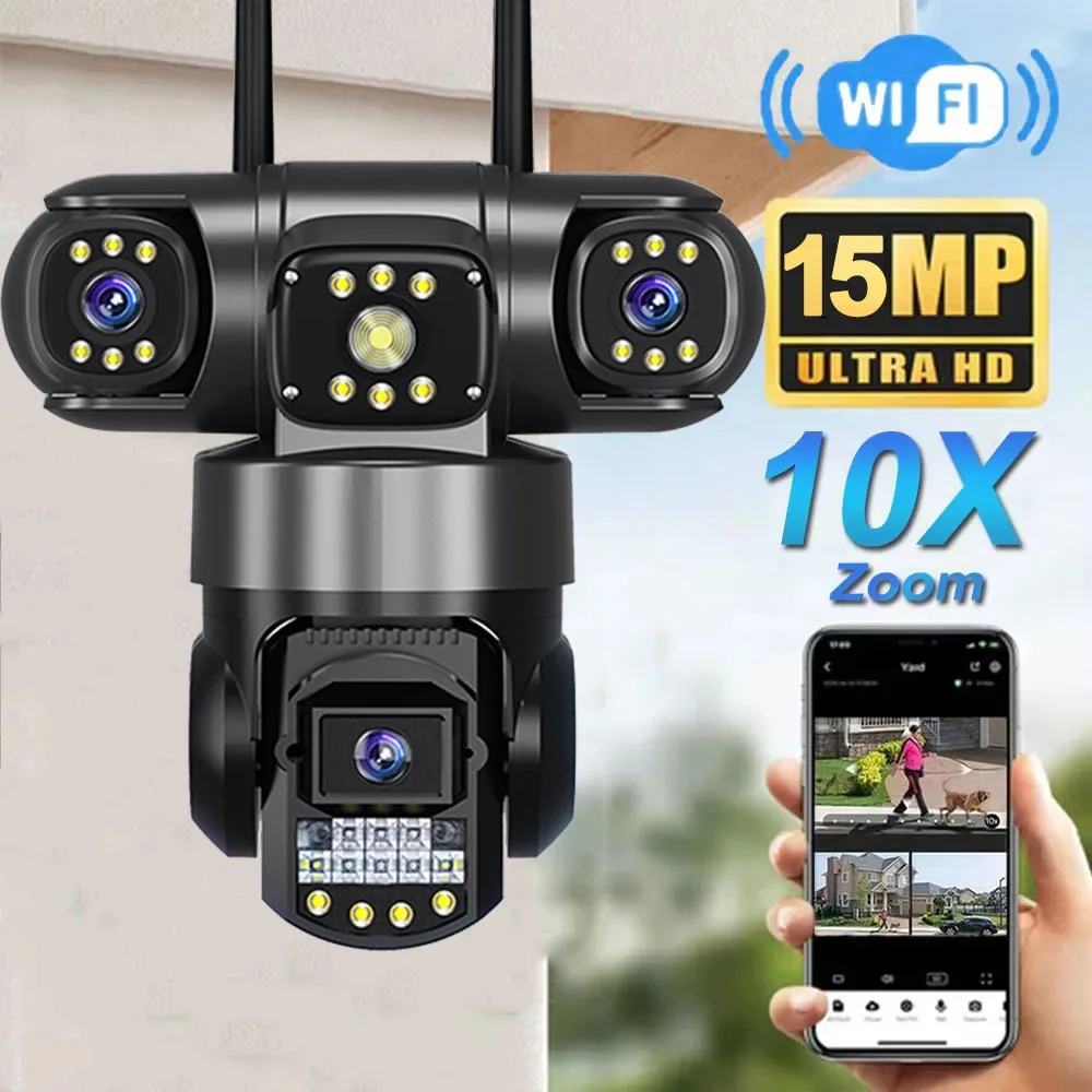 15MP PTZ WiFi Camera Three Screen 3-Lens 10X Digital Zoom Motion ...