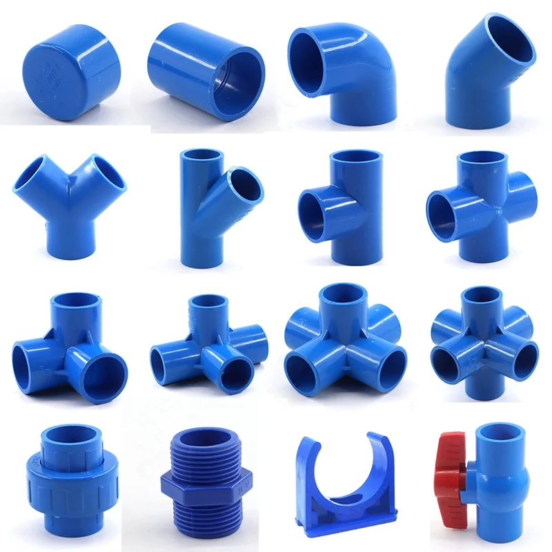 Accesorios-de-tuber-a-de-PVC-azul-conector-cruzado-en-t-de-codo-recto ...