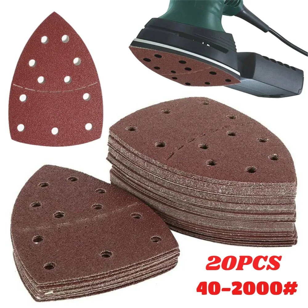 20PCS-11Holes-Mouse-Sanding-Sheets-Triangle-Sanding-Paper-Orbital ...