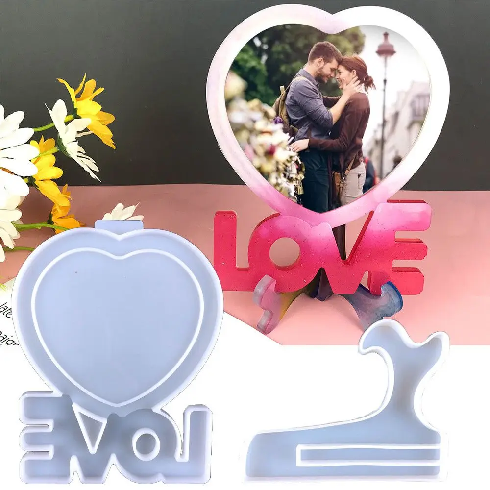 Silcone Mould Love Heart Photo Frame Epoxy Resin Mould DIY Heart Frame ...