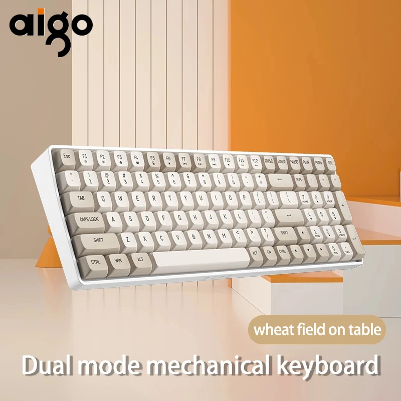 Aigo a100 gaming keyboard sem fio usb 2.4g com fio azul eixo interruptor 100 chaves tipo-c ...