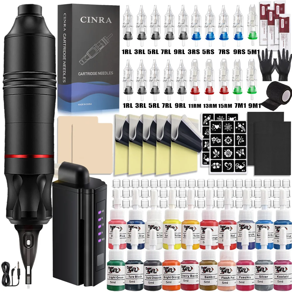 Professional-Tattoo-Machine-Kit-Wireless-Mini-Power-Supply-Rotary ...