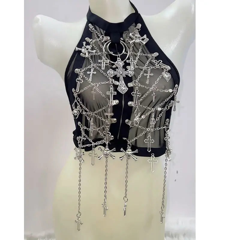 y2k-clothes-y2k-fashion-gothic-clothes-y2k-crop-top-Cross-Tops-e-girl ...
