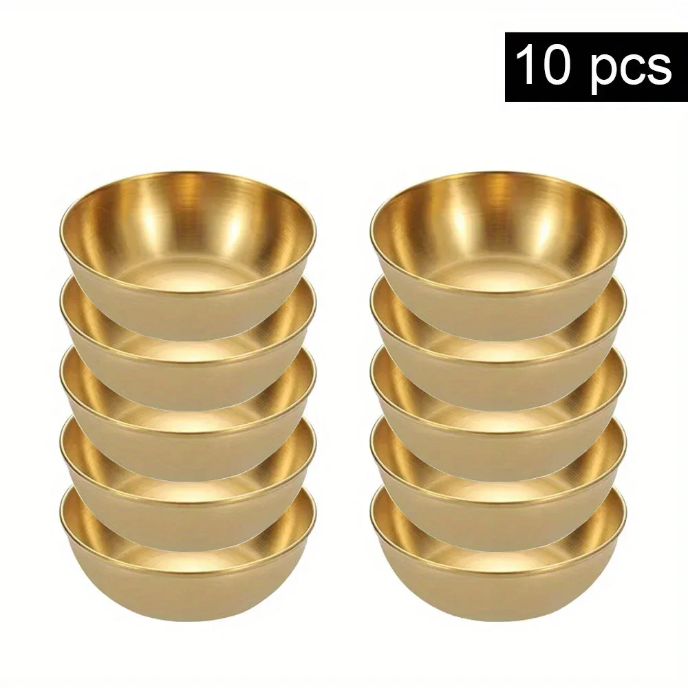 10Pcs Stainless Steel Small Sauce Dishes Seasoning Serving Tray Spice ...