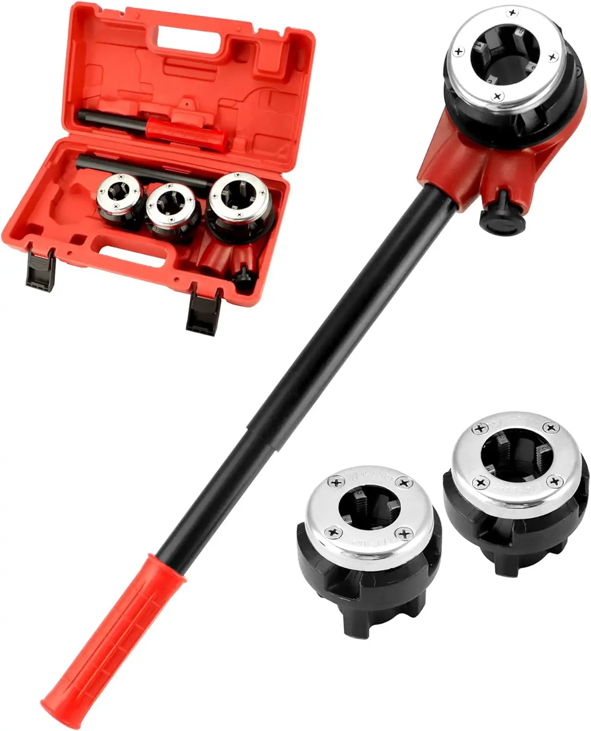 BSPT Ratchet Pipe Threading Kit, 3 Die Set for 1/2', 3/4', 1' Pipes ...