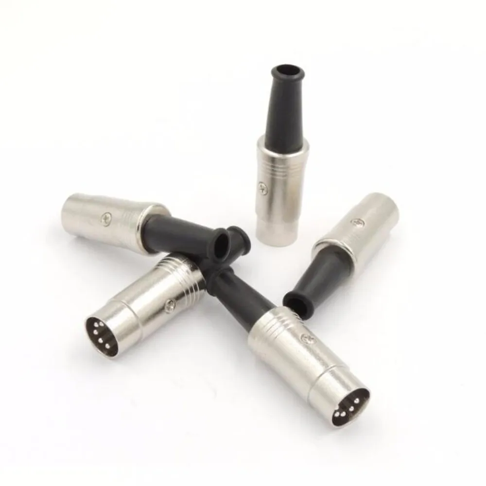 5pcs-5PIN-DIN-Connector-Midi-Cable-Lead-Audio-Plug-Male-Inline-Metal ...