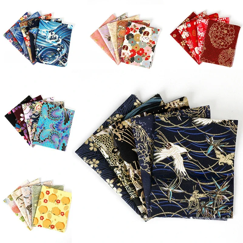 5PCS-Japanese-Style-Cherry-Blossom-Bronzing-Cotton-Patchwork-Fabric-for-Sewing-Kimono-Cheongsam ...