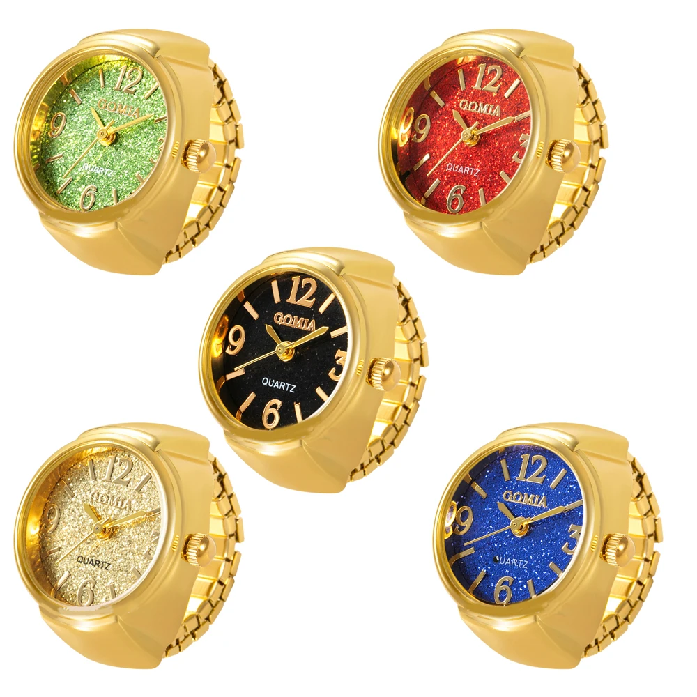 Vintage Punk Finger Watch Mini Elastic Strap Alloy Watches Couple Rings ...