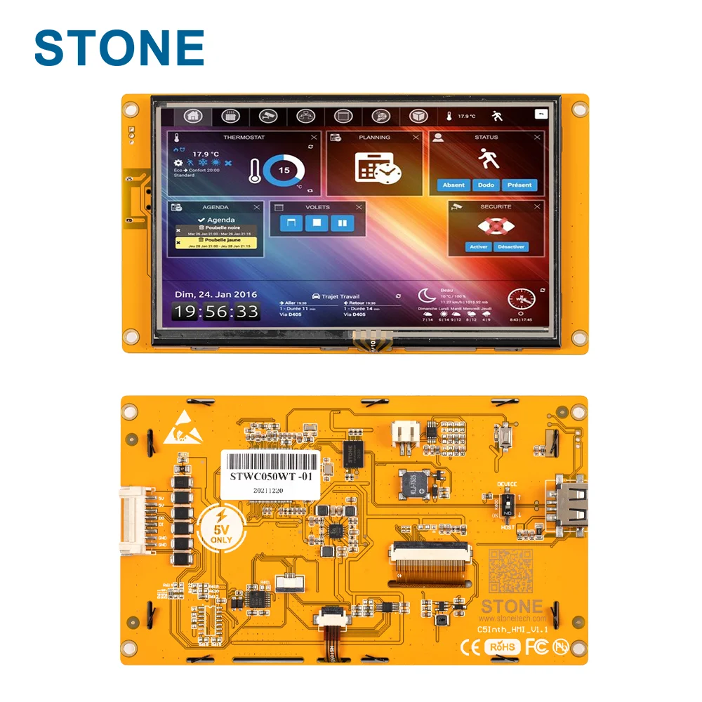 5 Inch Hmi Embedded Programmable Intelligent Lcd Module Tft With Uart Prot Controlled By Any Mcu ...