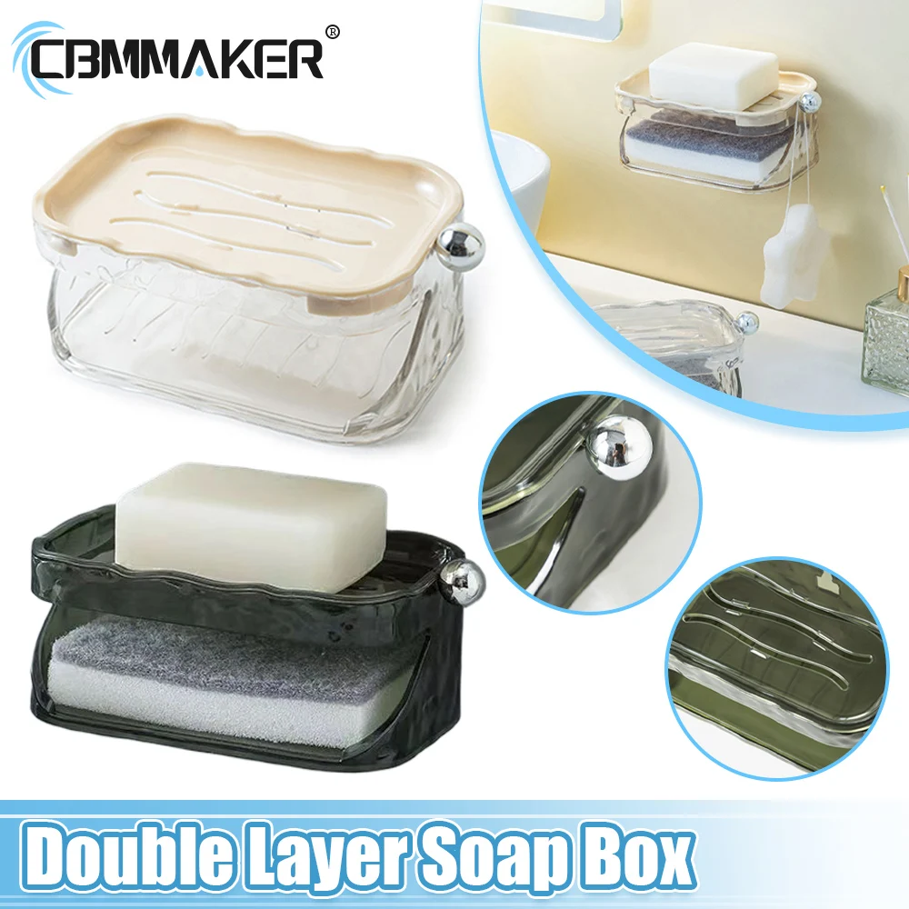 Wall-Mounted-Thickened-Double-Layer-Soap-Box-Dual-Purpose-Soap-Dish ...