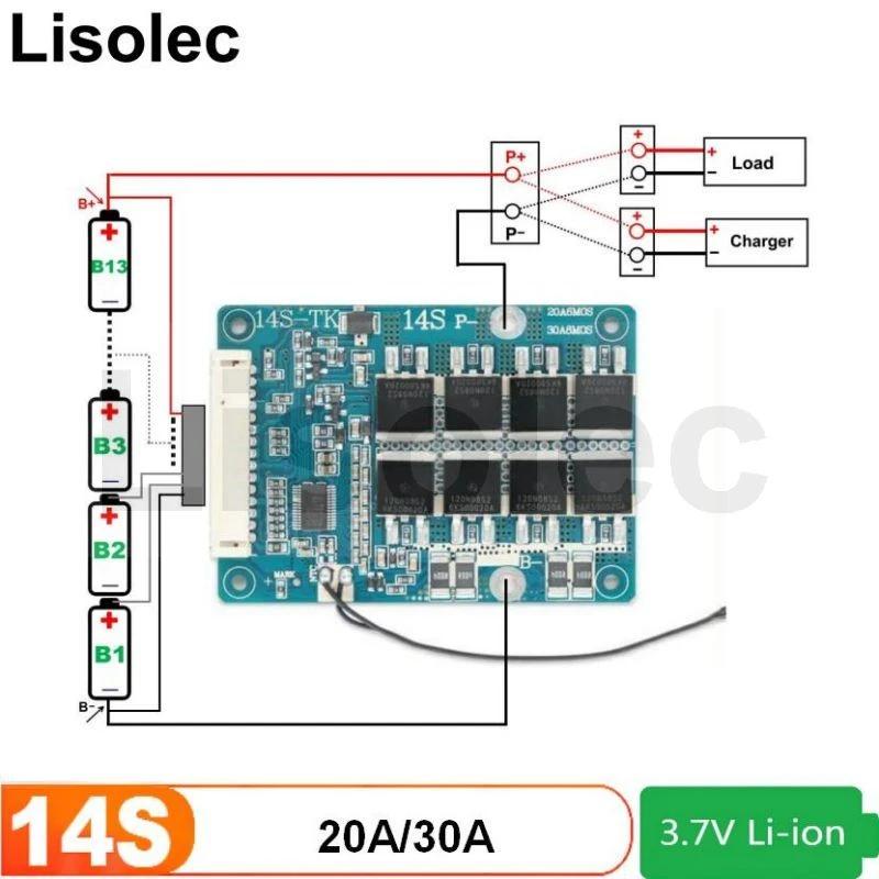 14s 48v Protection Board Lithium Battery Li | 52v Bms 14s Lithium ...