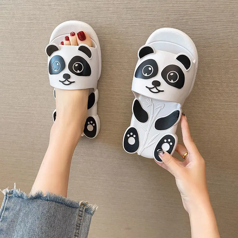 Pantoufles de Panda noires et blanches pour femmes, pantoufles de ...