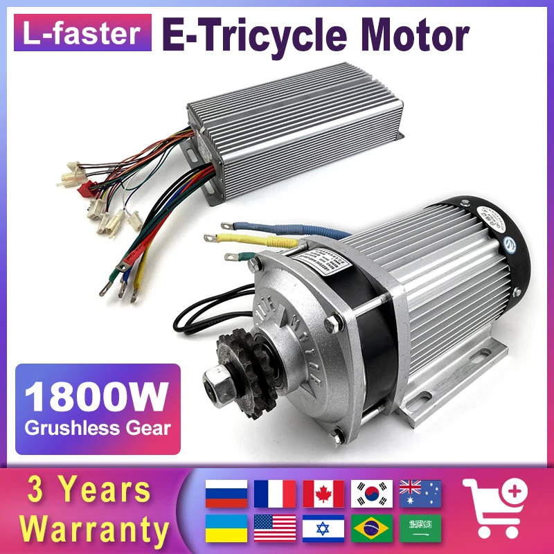 DIY-1800W-60V-Electric-Pedicab-Tricycle-Bicycle-Planetary-Brushless ...