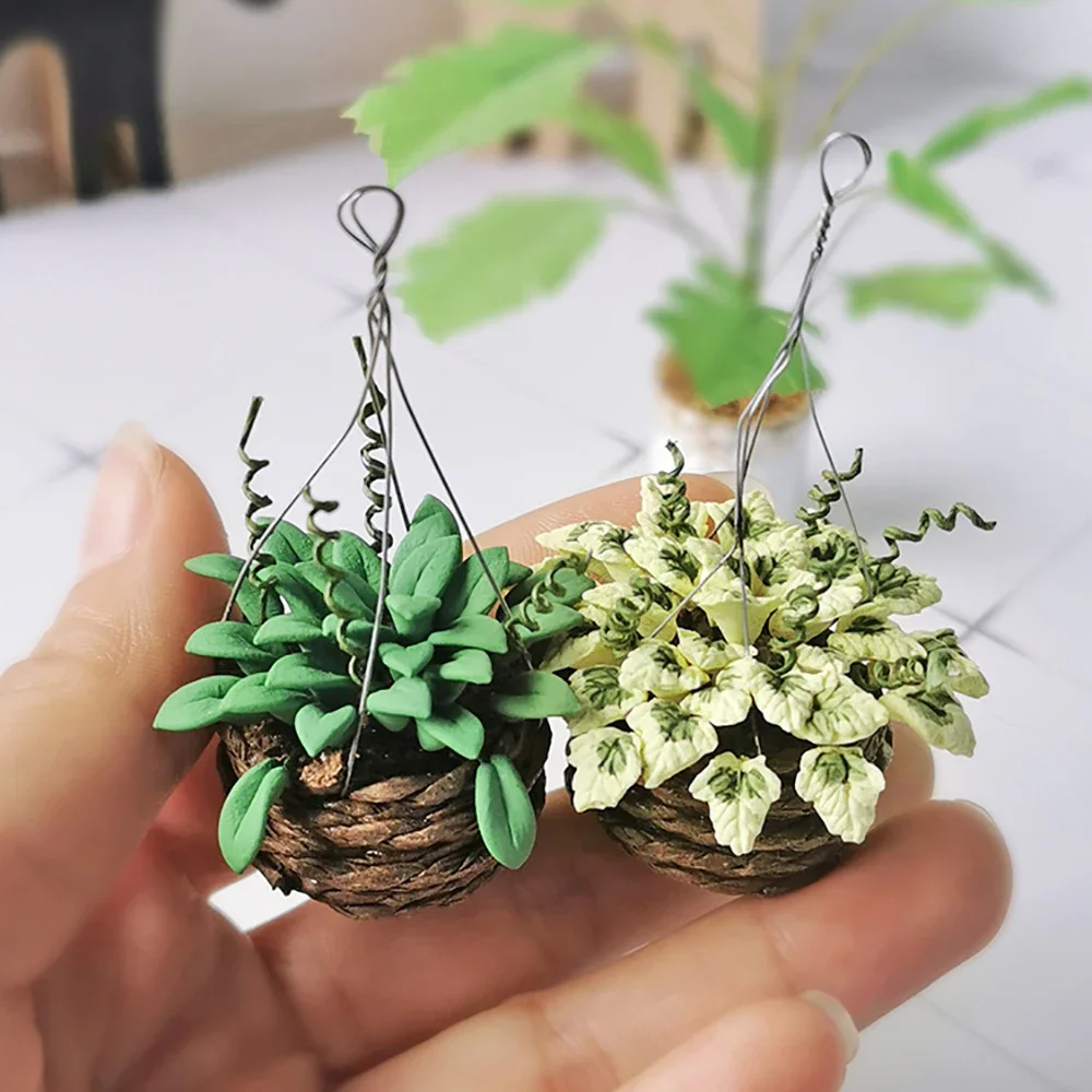1-12-Doll-House-Miniature-Green-Potted-Plant-Simulation-Hanging-Flower ...