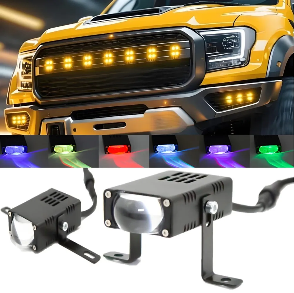 Grille Lights LED 2.5Inch LED Headlight Mini Fog Light Dual Color ...