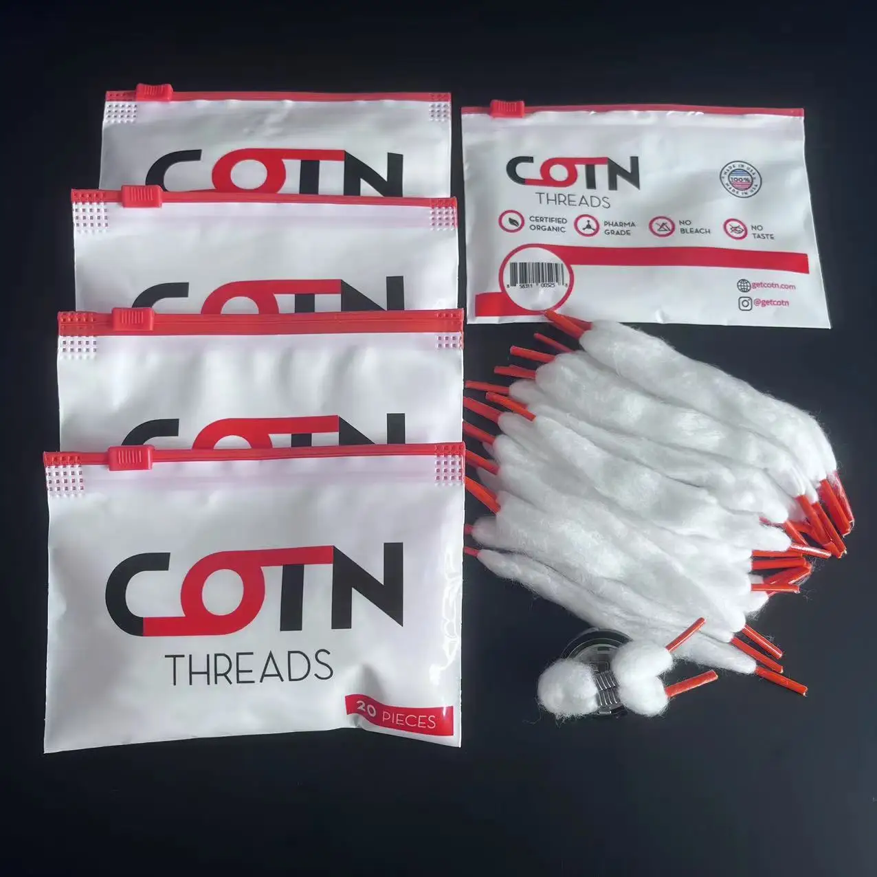 Algodão orgânico Prebuilt Wire Coil Threads, Wicking Preloaded Shoe ...