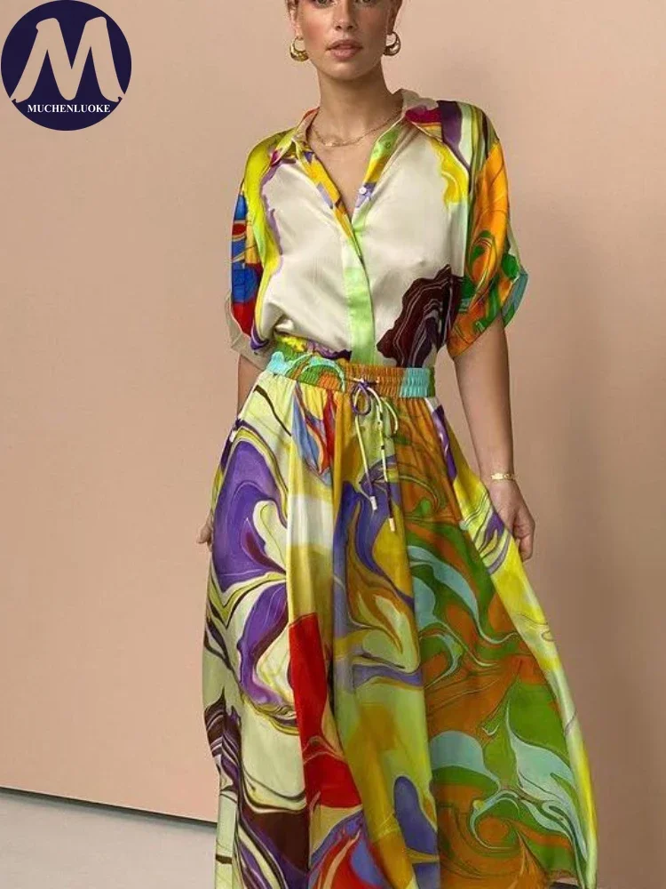 Conjuntos-elegantes-de-2-piezas-para-mujer-Top-de-camisa-de-media-manga ...