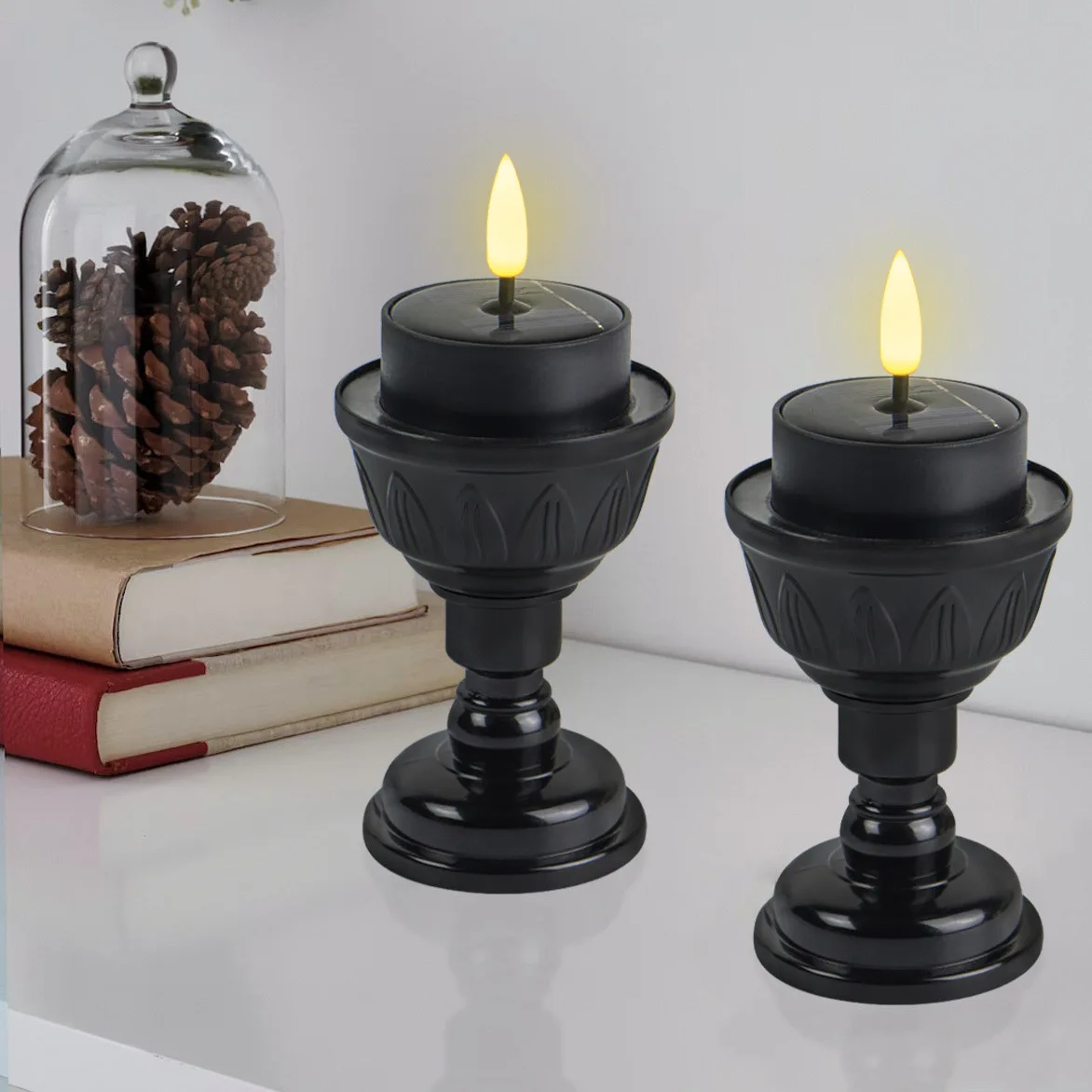 Solar Church Oil Light, 3D Flame Candle, Tealight, Auto On Off, Lotus ...