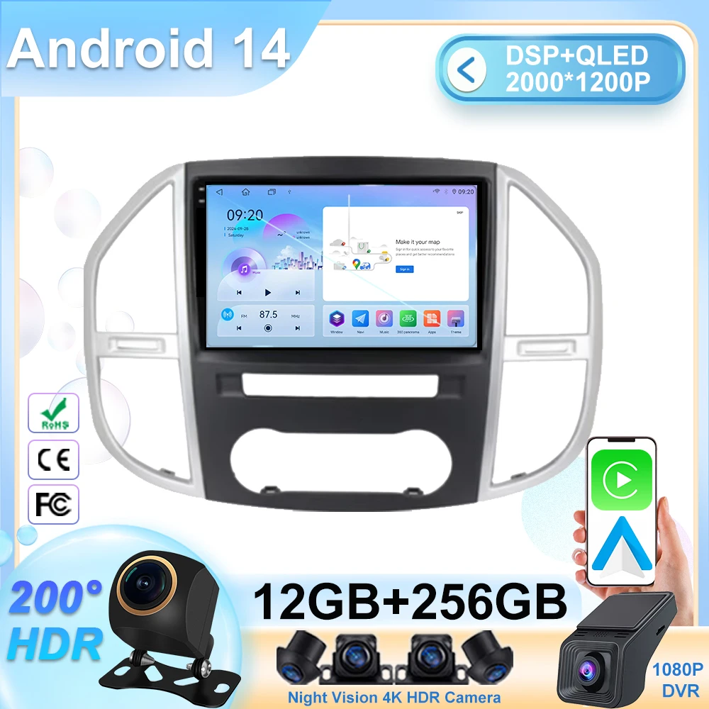 Android 14 Auto Car Radio For Mercedes Benz Vito 3 W447 2014-2020 ...