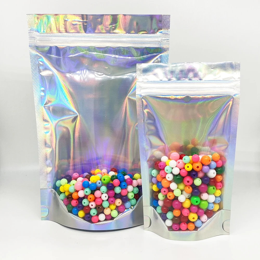100pcs Translucent Resealable Laser Zip Lock Bags Holographic ...