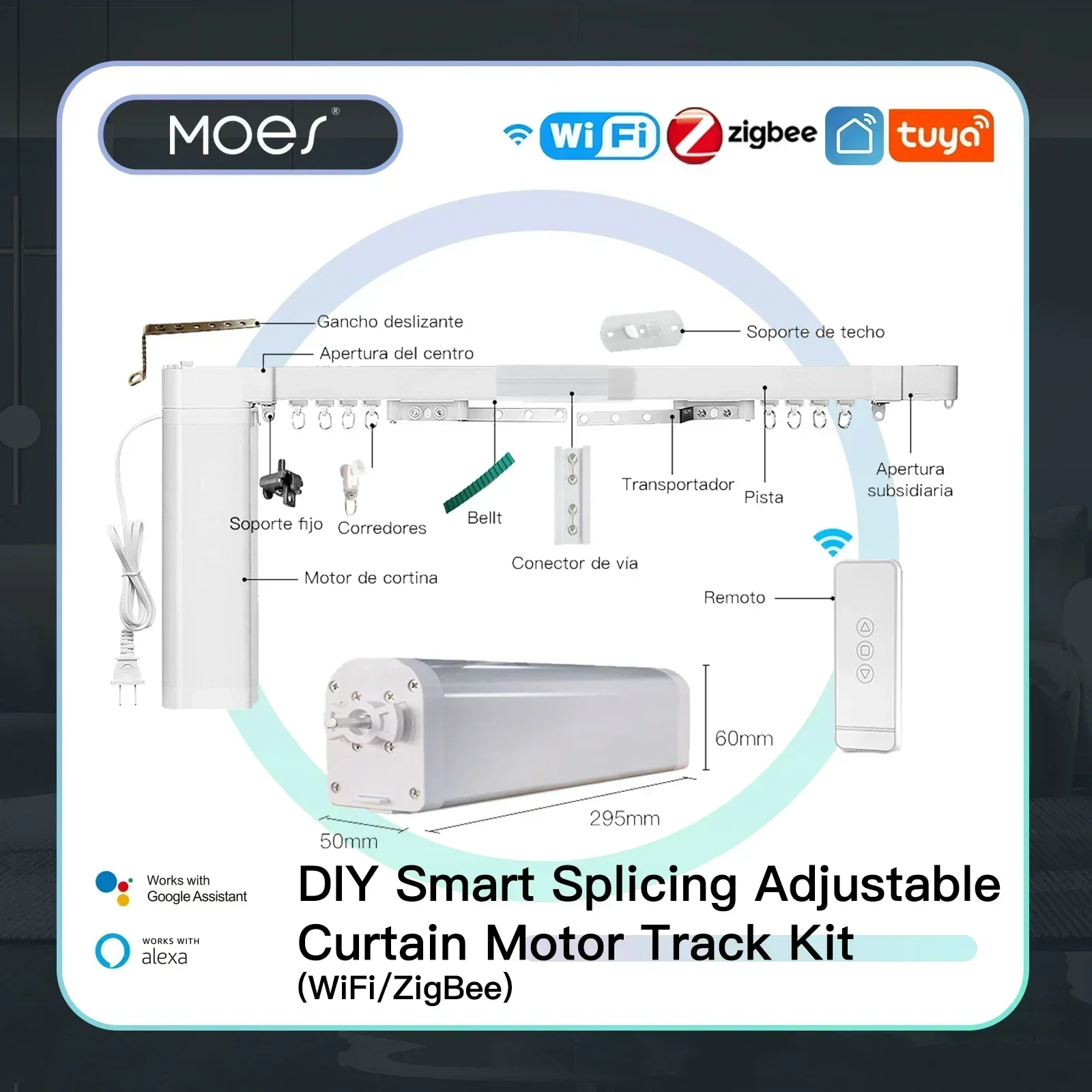 MOES-WiFi-ZigBee-Electric-Curtain-Motor-Tuya-Smart-Customized-Motorized-Splicing-Curtain-Track ...