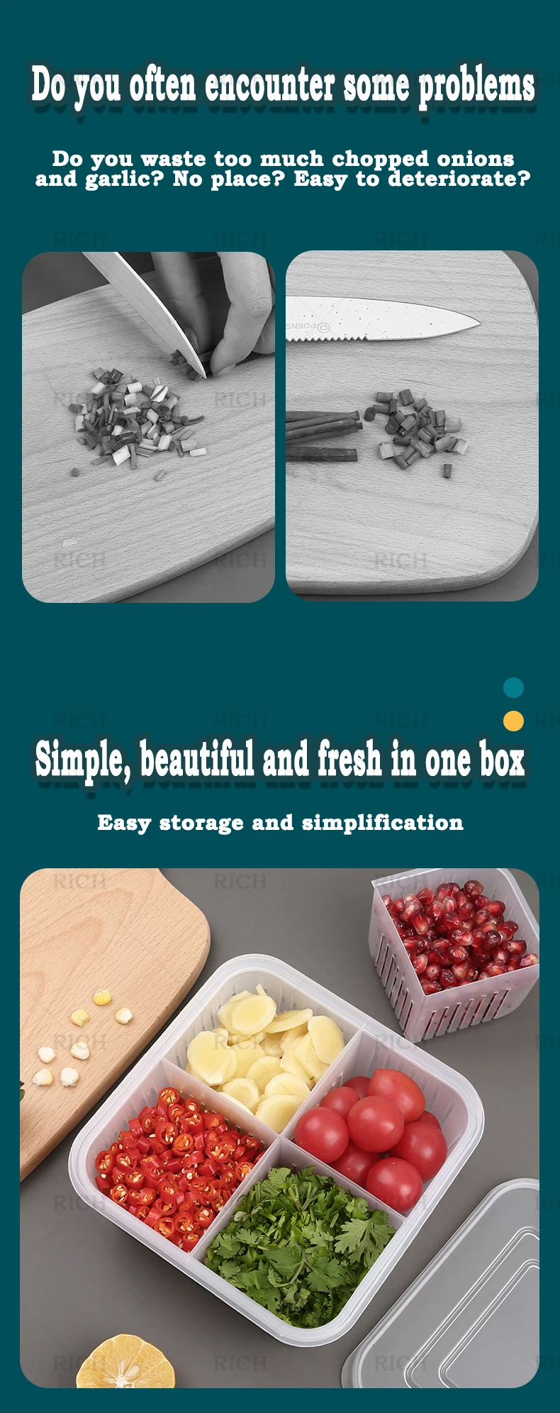 Fresh Keeping Box Refrigerator Onion Ginger Garlic Fruit Food Storage ...