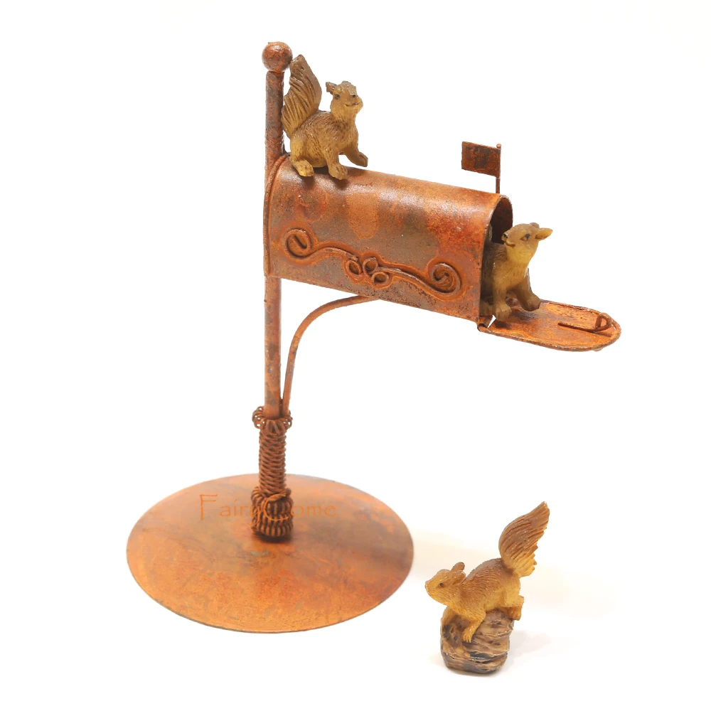 Rusty-Miniature-Mailbox-with-Resin-Squirrels-Metal-Mini-Fairy-Garden ...