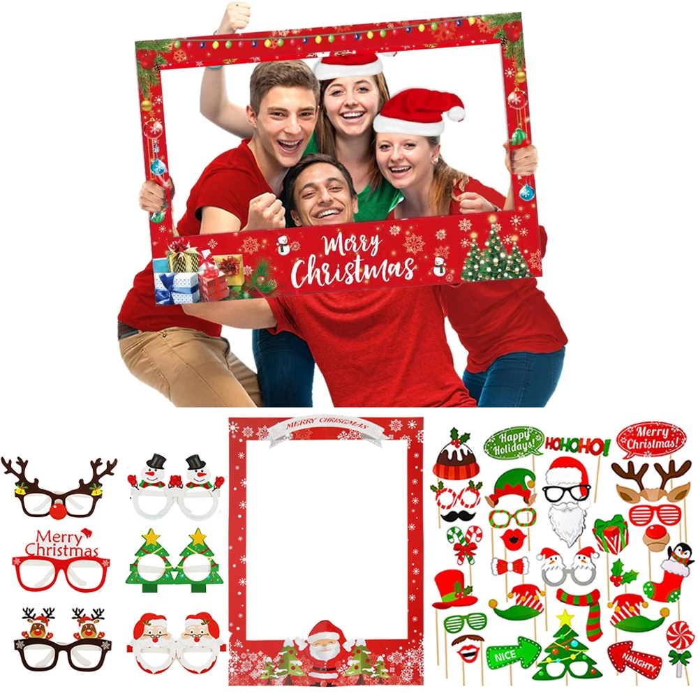 Natal-Photo-Booth-Props-Frame-Fontes-Do-Partido-culos-De-Papel-Natal ...