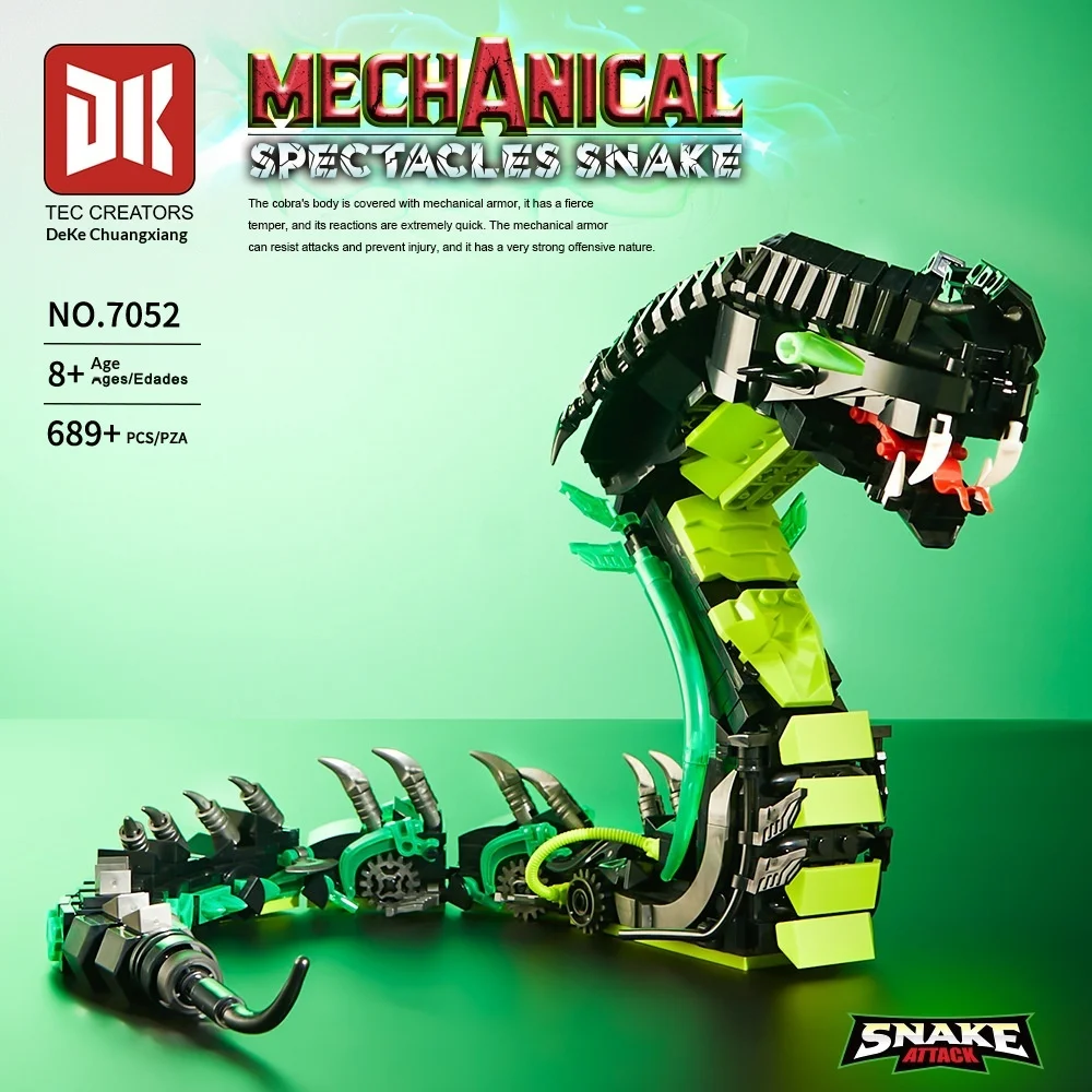 2026 New 689pcs Dynamic Mechanical Cobra Snake Robot Mecha Model DK ...