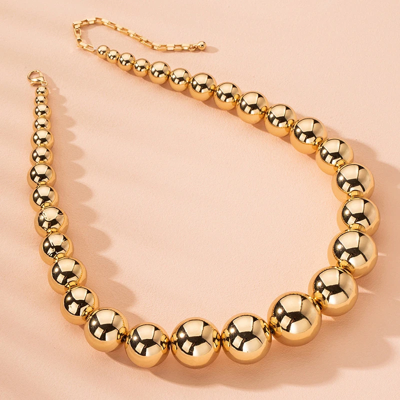 Bead Gold Necklace Women | Ball Chain Gold Necklace Women - Gold Color ...