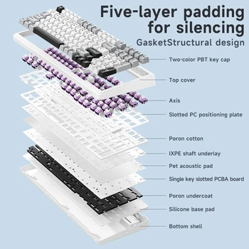AULA F99 기계식 키보드 블루투스 5.0/2.4G 무선/유선 개스킷 장착 게이밍 키보드 99키 커스터마이징 키보드