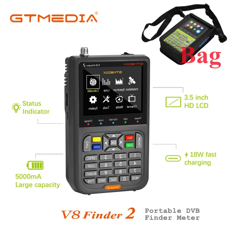 GTMEDIA V8 Finder 2 Digital Satellite Signal Finder DVB-S/S2/S2X 1080P ...